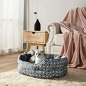 Bedsure Small Dog Bed for Small Dogs Washable - Cat Bed for Indoor Cats, Round Super Soft Plush Flannel Puppy Beds, Slip-Resistant Oxford Bottom, Coin Print Grey