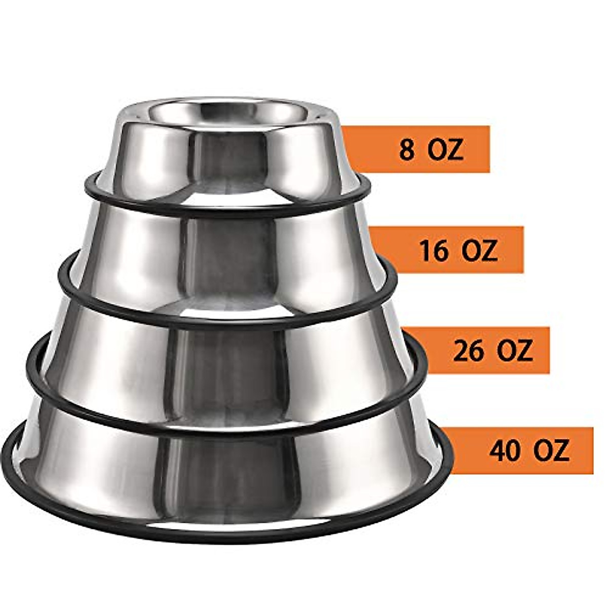 2Packs Stainless Steel Dog Bowl with Anti-Skid Rubber Base for Small/Medium/Large Pet, Perfect Dish, Pets Feeder Bowl and Water Bowl Perfect Choice for Dog Puppy Cat and Kitten (8oz)