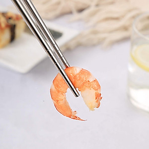 Molizummy 2 Pairs Reusable Chopsticks Metal Wheat Straw Portable with Pull Design Case, Stainless Steel Chop Sticks for Bento Box, School, Home, Office, Camping Use, Dishwasher Safe (Blue & Pink)