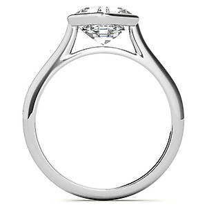 JEWELERYN 2 CT Asscher Colorless Moissanite Engagement Ring for Women/Her, Wedding Bridal Rings Set, Eternity Sterling Silver Solid Gold Diamond Solitaire Bezel Set for Her (4)