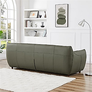 Ashcroft Furniture Co Prairie Upholstered Mid-Century Leather Sofa in Olive Green