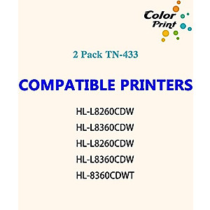 2-Pack ColorPrint Compatible TN433 Toner Cartridge Replacement for Brother TN433BK TN-433BK TN-433 TN436 Used for HL L8260CDW L8360CDW L8610CDW DCP-L8410CDW MFC L8690CDW L8900CDW Printer (2X Black)