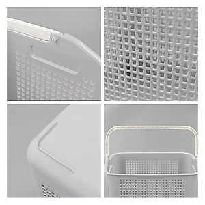 Hommp 4-Pack 35 L Plastic Laundry Hamper, Large Storage Basket with Handle, Gray