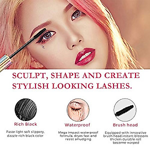 4D Silk Fiber Lash Mascara, Natural Smudge-proof & Waterproof , Black Thickening Lengthening No Clumping, Fuller Lashes, Lasting All Day (1 Tube 4D)