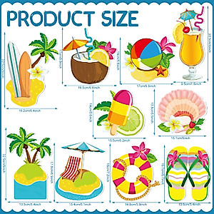 Buryeah 16 Pcs Large Summer Magnets Tropical Beach Car Magnets Set 10 Beach Magnetic Refrigerator Decoration Cruise Door Magnets Tropical Palm Tree Magnetic with 6 Paint Pens