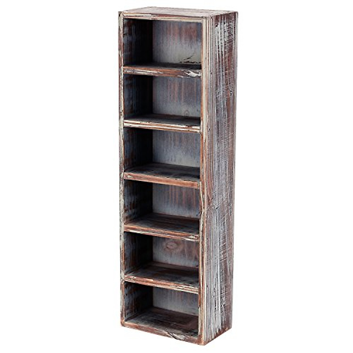 MyGift Wall Mounted Rustic Solid Torched Wood Sunglasses Holder Organizer Shelf, Freestanding Vertical Eyewear Retail Display Rack, Holds 6 Pairs