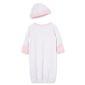 Little Me baby girls Hat Set infant and toddler nightgowns, White/Pink, 0-3 Months US