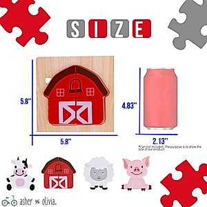 Wooden Puzzles for Toddlers 1-3 – Educational Jigsaw PuzzlesToys for Preschool Kids Ages 1 2 3 Year Old Boys or Girls Gift with Matching Canvas Bag - Farm Wooden Animals Set Developmental Games