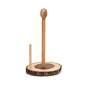 Lipper International Acacia Standing Towel Holder w Slab Bark Base & Post Server, 14.5'' H x 7.25'' Diameter, Multi Color