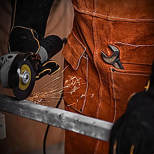 Leather Welding Work Apron,Woodworking Shop Apron,Heat Resistant & Flame Resistant Bib Apron, Flame Retardant Heavy Duty BBQ Apron, Adjustable Fit M-XXXL Men & Women