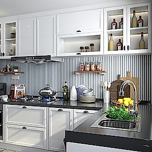 Striped Wallpaper Peel and Stick Wallpaper Boho Contact Paper for Cabinets Grey and White Wallpaper Line Modern Wallpaper for Bedroom Self-Adhesive Removable Wallpaper Boy Room Shelf Liner 17.3“×78.7”