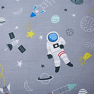 Brandream Space Crib Bedding Sets for Boys 3 Piece Adventures Rocket Galaxy Nursery Set | Astronaut Crib Blanket, Stars Fitted Crib Sheet, Gray Crib Skirt Included