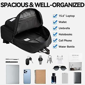 School Backpack, Chase Chic Casual Backpack Black Unisex Classic Lightweight Water Resistant Rucksack Travel Backpack Fits 15.6 Inch Laptop