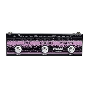 Koogo Multi Guitar Effect Pedal Echo & Ensemble & Overdrive 3-in-1 Analog Effects Pedals For Electric Guitar