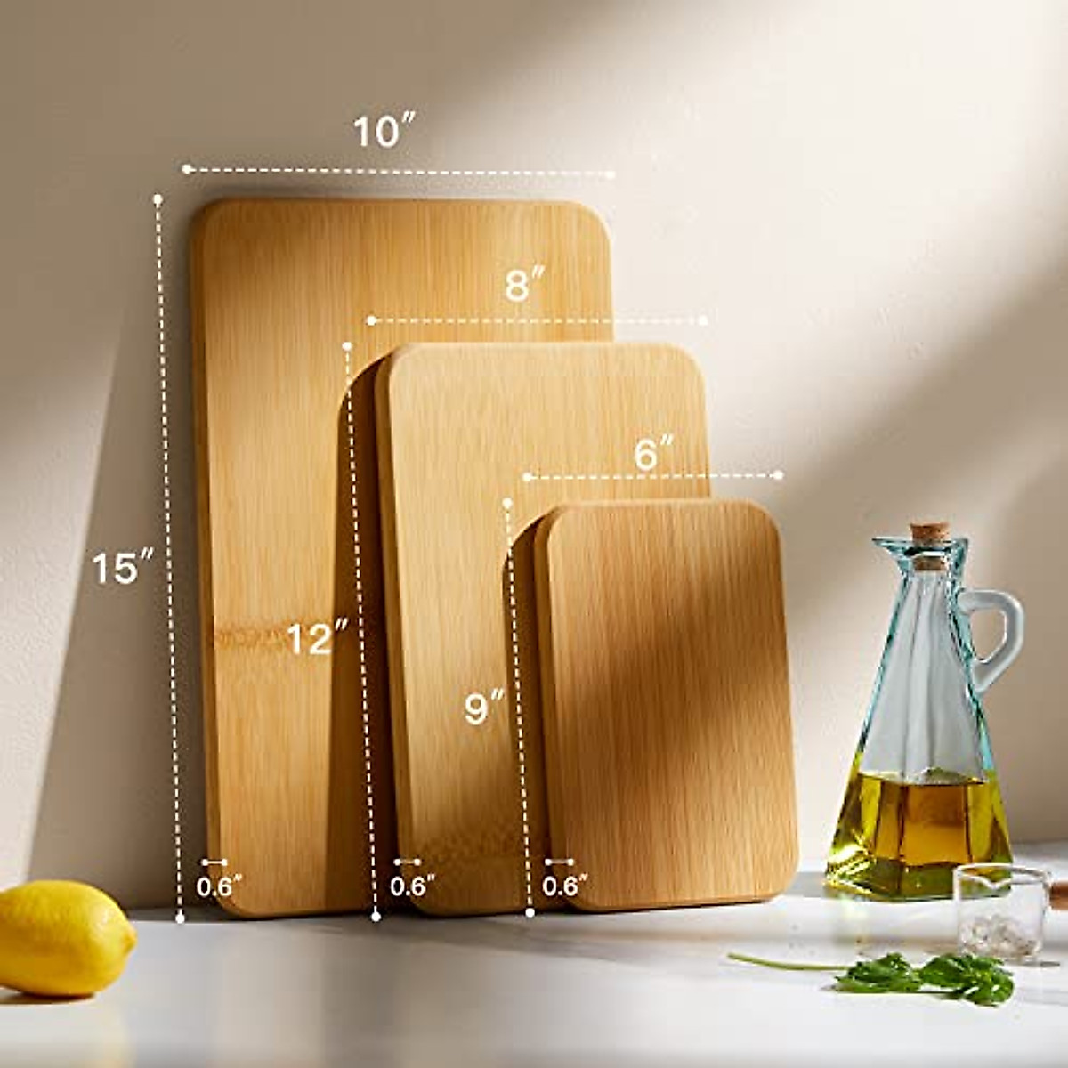 Pipishell Bamboo Cutting Board Set of 3 - Wood Cutting Board for Kitchen Chopping - for Meat, Cheese, and Vegetables - Butcher Block Serving Tray, PIBCB01