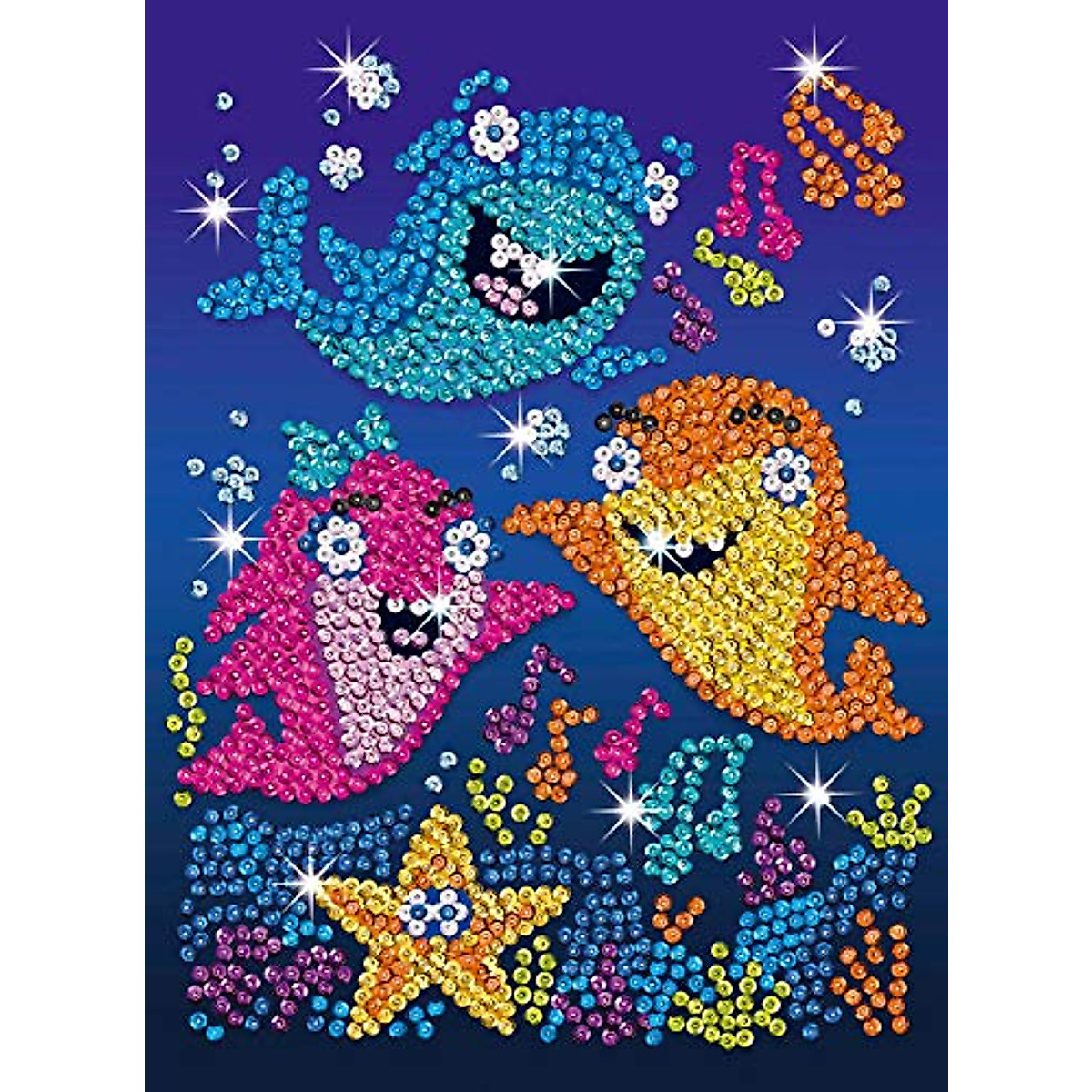 Sequin Art Red Baby Sharks, Sparkling Arts and Crafts Kit; Creative Crafts for Adults and Kids