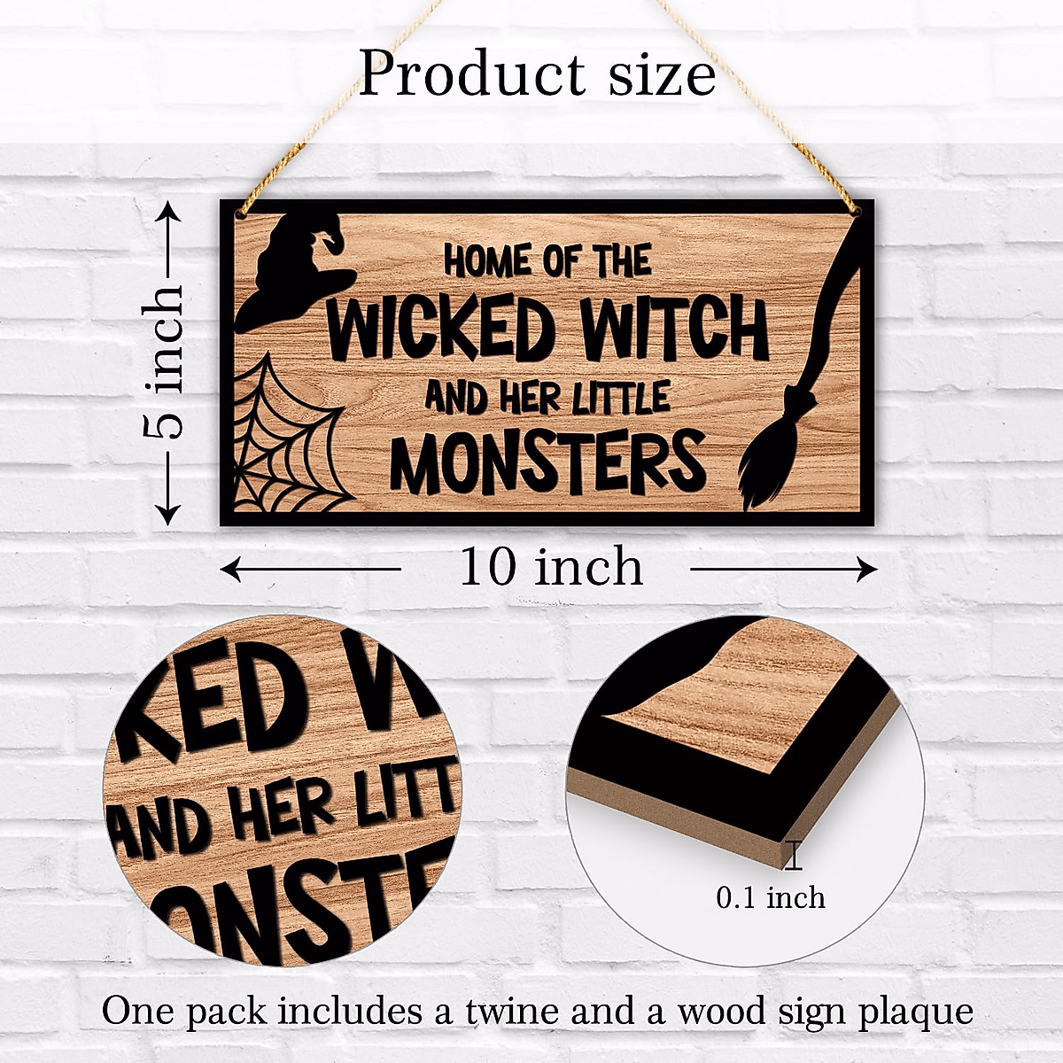 Home Of The Witch Sign, Halloween Wooden Hanging Sign, Home Fall Witch Hat Wood Sign Plaque for Front Door, Happy Halloween Porch Yard Decor Wall Art Sign, Indoor Outdoor Halloween Party Supplies-22