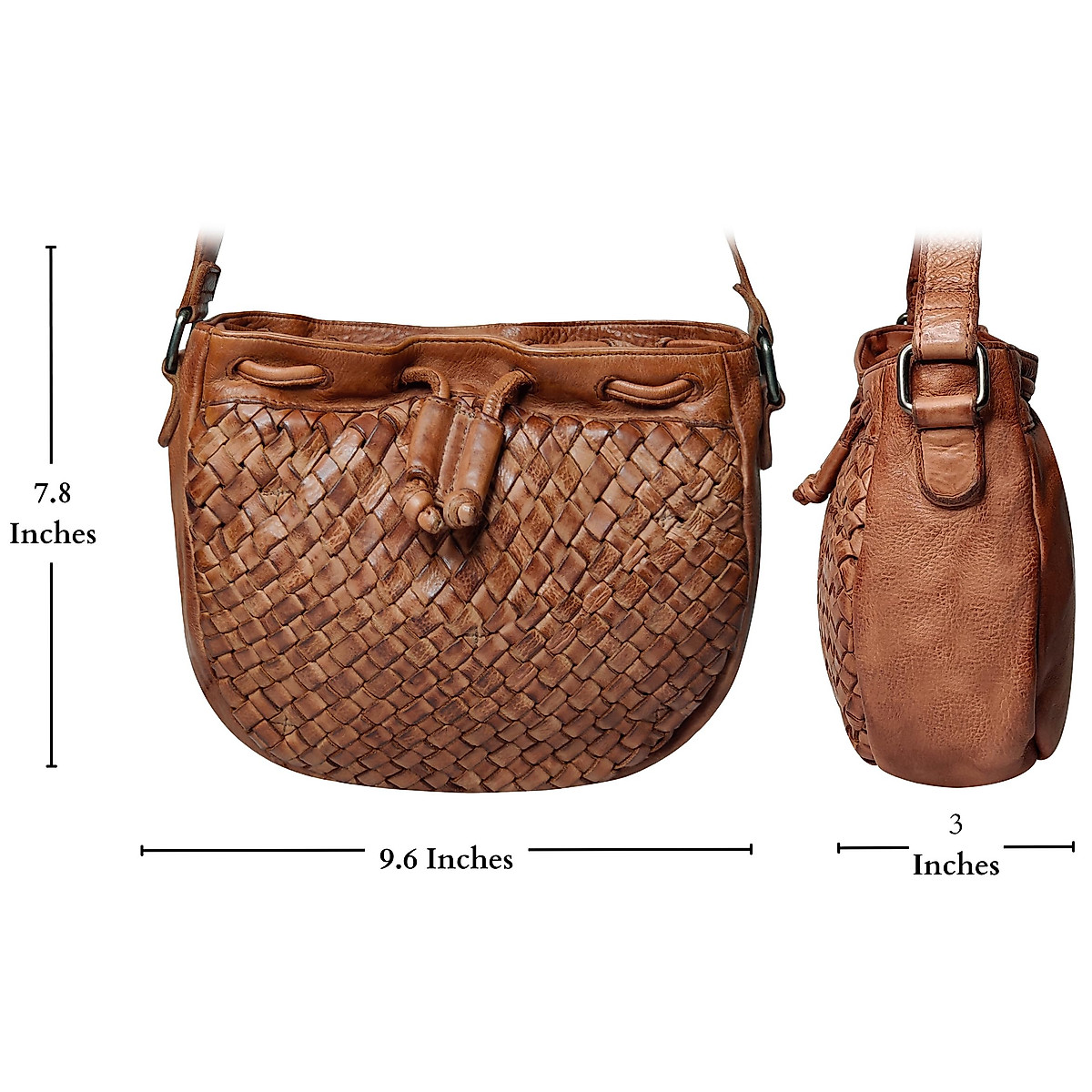 Leather Crossbody Bags for Women - Braided Boho Purse - Vintage Saddle Sling Bag (Brown, Medium)