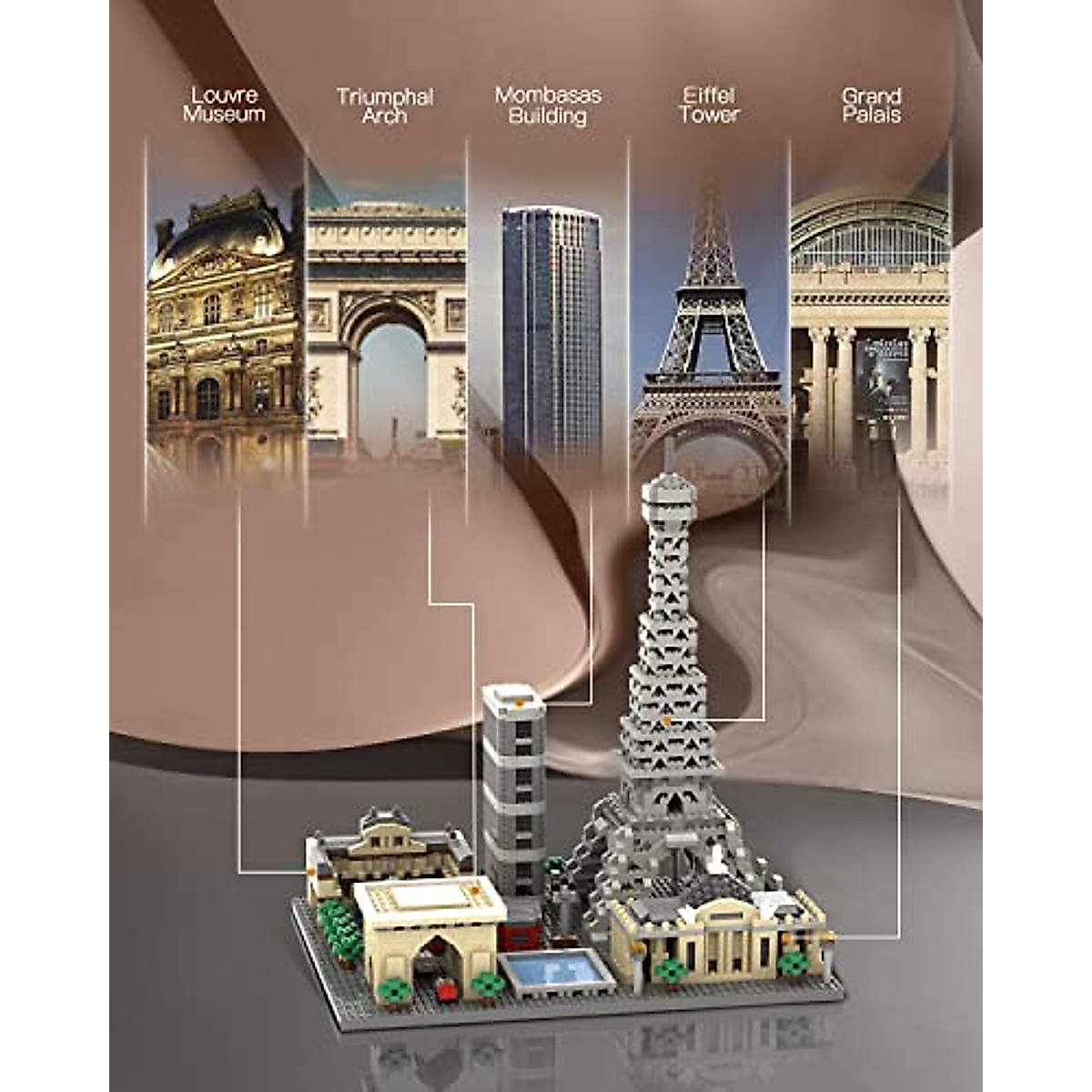 dOvOb Architecture Paris Skyline Micro Mini Blocks Building Set, 2324 Pieces Bricks,3D Puzzle Collection Model Kit, Office Home Decor as Gift for Adults or Kids