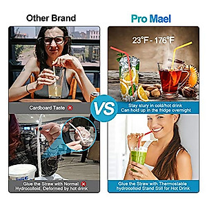 Pro Mael 200-Pack Paper Drinking Straws Biodegradable, Flexible Straws Bulk for Juices, Shakes, Smoothies - Disposable& Eco-Friendly Straw for Birthdays, Weddings & Party (5 Colors)