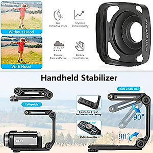 WZX Video Camera Camcorder, Full HD 30FPS 36MP 16X Digital Zoom Digital Camera,IR Night Vision Vlogging Camera, YouTube Camera with External Microphone, Lens Hood, Stabilizer, Remote Control