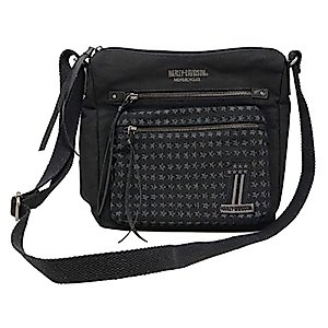 Harley-Davidson Women's Uno Stars Distressed Cotton Denim Hobo Purse - Black