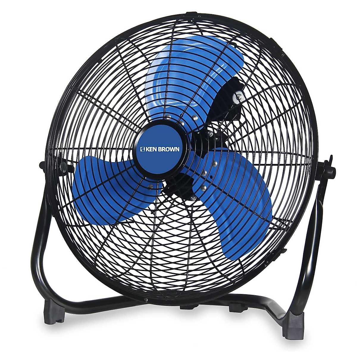 KEN BROWN 14 Inch High Velocity Floor Fan 3-Speed 360° Adjustable Tilting Powerful Airflow for Home,Residential Use, Blue