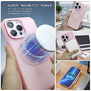 TODXARZC Magnetic Case for iPhone 14 Pro Max Case with MagSafe [Military Drop Protection] Shockproof Slim Translucent Matte Back Phone Case Cover for iPhone 14 Pro Max for Women Men 6.7'' Pink