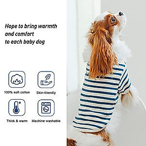 ISPET Stripes Pet Dog Sweater - Stylish Dog Sweatshirt for Small Medium Dog Girls Boys Chihuahua Yorkie Button Closure Knitwear Pup Winter Coat with Sleeves