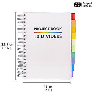 Pukka Pad B5 Subject Notebook with 10 Repositionable Dividers for Organization – 400 Perforated Pages of 80GSM Paper – 200 Sheet Notebook for School, Office, and Home – White, 7.48 x 9.84in