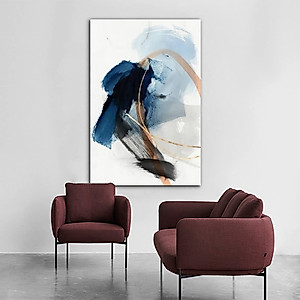 Looife Abstract Canvas Wall Art, 12x16 Inch Modern Blue and Yellow Abstract Graffiti Lines Art Painting Prints, Artwork Wall Decor for Living Room Office and Bedroom