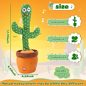 LUKETURE Cactus Baby Toy, Kid Talking Singing Cactus Toy, 120 Songs Recording Dancing Cactus Mimicking Toy That Repeat What You Say, Pre-School Education Toy for Kids Best for Children