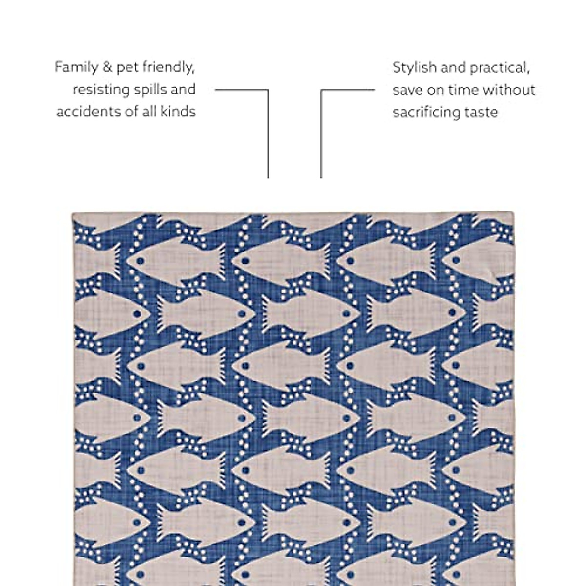 Linon The Anywhere Washable Rug Shayna Ivory/Blue 2' X 8' Runner Rug