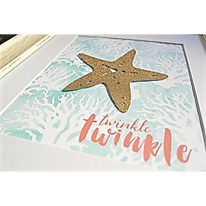 Teal, Coral and Gold Starfish Nursery Art, Starfish Decor - Twinkle Twinkle