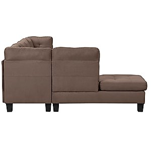 Casa Andrea Milano Modern Reversible Sectional Sofa Couch with Chaise,Brown, Large