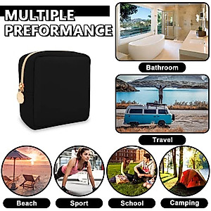 UIXIZQ Waterproof Mini Makeup Bag Pouch for Purse,Small Cosmetic Bag Pouch Nylon Travel Toiletry Organizers Bag for Women Girls,Cute Mini Zipper Pouch Preppy Coin Purse for School Work(Mini-Black)