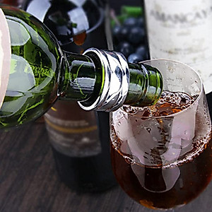 JLTPH Wine Bottle Collars Stainless Steel Red Wine Bottle Collar Alcohol Ring Stop Ring Silver Plated Wine Drip Ring