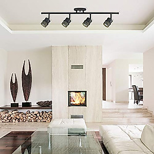 Globe Electric 59063 Norris 4-Light Track Lighting, Bronze, Oil Rubbed Finish, Champagne Glass Track Heads, Bulbs Included