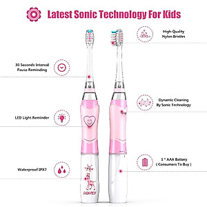 DADA-TECH Kids Electric Toothbrush with Replacement Heads (DT-K6)