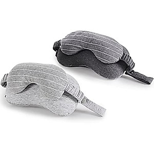 VENYAA Camping Pillow Travel Neck Pillow with Eye Mask Portable Head Neck Cushion Airplane Flight Sleep Rest Airplane Office Napping Sleeping Pillows (Color : Black)