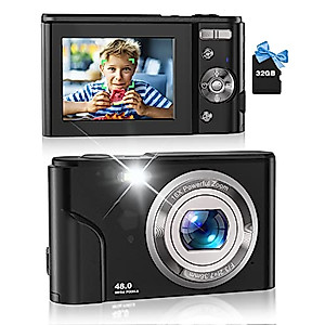 Kids Camera, Zostuic 48MP Digital Camera Autofocus with 32 GB Card FHD 1080P Vlogging Camera 16X Zoom, Compact Portable Mini Toys Cameras Gift for 4-15 Year Old Kids Children Teen Student Girls Boys