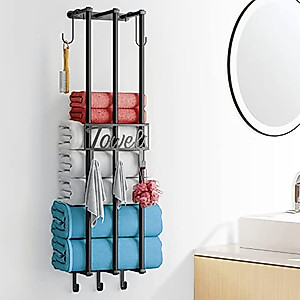 Wall Towel Rack for Rolled Towels, Boiarc Towel Racks for Bathroom Wall Mounted, 3 Bar Towel Holder for Bathroom Wall, Metal Bath Black Towel Rack for Folded Large Towel Washcloths