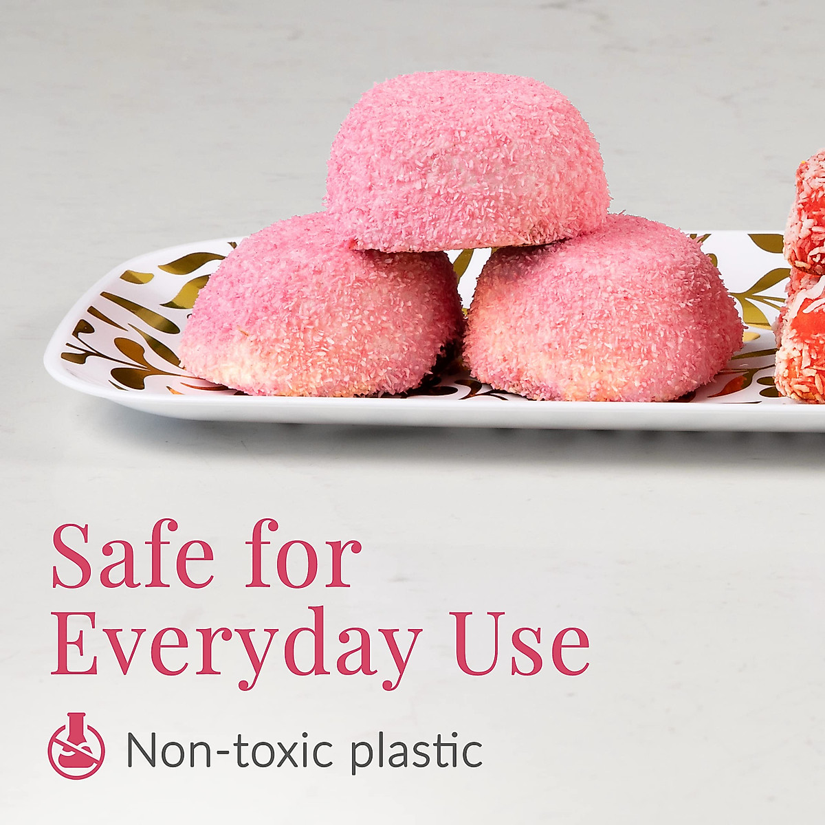 Prestee Disposable Serving Trays and Platters for Serving Food, 3pk - Gold Serving Tray, Plastic Serving Trays for Party, Plastic Serving Platter, Dessert Trays for Dessert Table for Christmas Holiday