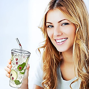 XIDAJIE 17Oz Large Glass Water Bottle With Straw Lid Clear Water Bottle With Straw Strawberry Cup Strawberry Water Bottle Kawaii Cups For Coffee Juice Drinking Water Mug