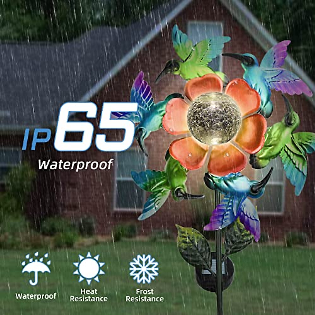 Solar Wind Spinners Hummingbird Spinner, Waterproof Outdoor Metal Wind Sculpture for Yard and Garden, Lawn & Garden Decor