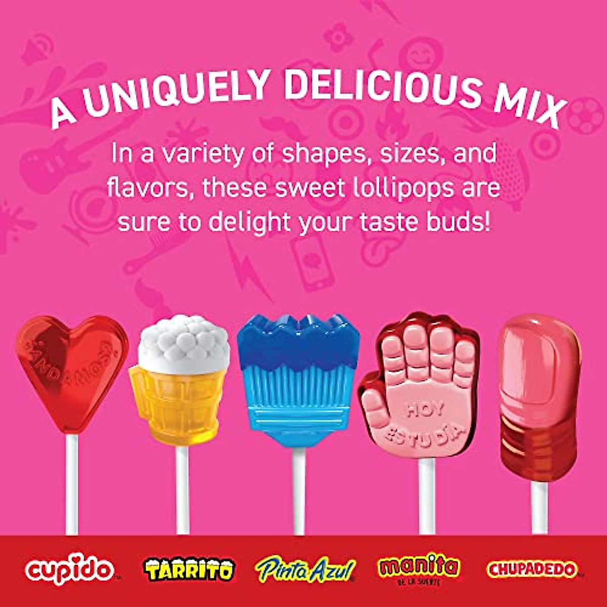 Vero Mix Banda Dulce Assorted Sweet Lollipops, Artificially Flavored, 1 Pound 4.31 Ounces, 40 Count Bag