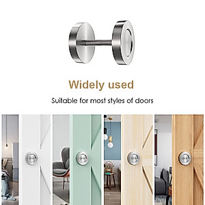 WINSOON Sliding Barn Door Handles Stainless Steel Round Recessed Knob Flush Pulls for Sliding Doors, Modern Hardware Kit with Threaded Rod, Brushed Nickel