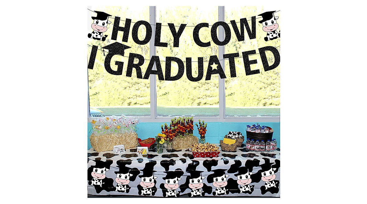 Cow Graduation Banner for Class of 2023 | Fun & Elegant Party Decor
