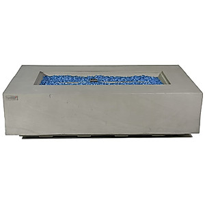 Elementi Plus Meteora Outdoor Table 55.9 Inches Fire Pit Patio Heater Concrete Firepits Outside Electronic Ignition Backyard Fireplace Cover Fire Glass Included Liquid Propane