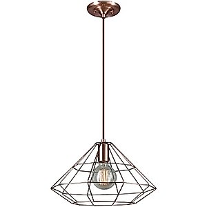 Novogratz x Globe Mahek 1-Light Cage Pendant, Copper, Satin Finish 65218